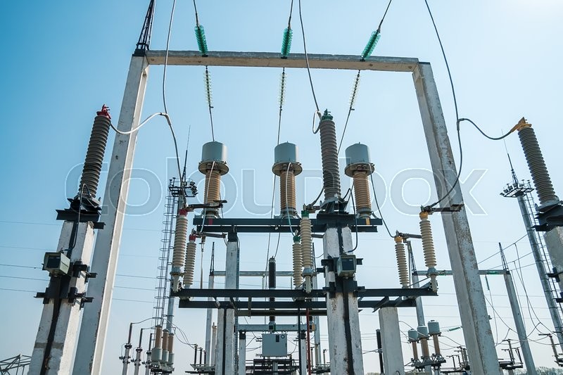 Part of high-voltage substation with ... | Stock image | Colourbox