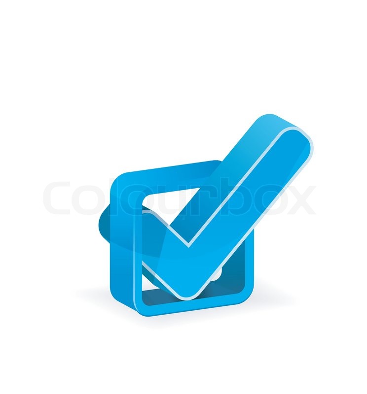 Blue check box with check mark on ... | Stock vector | Colourbox