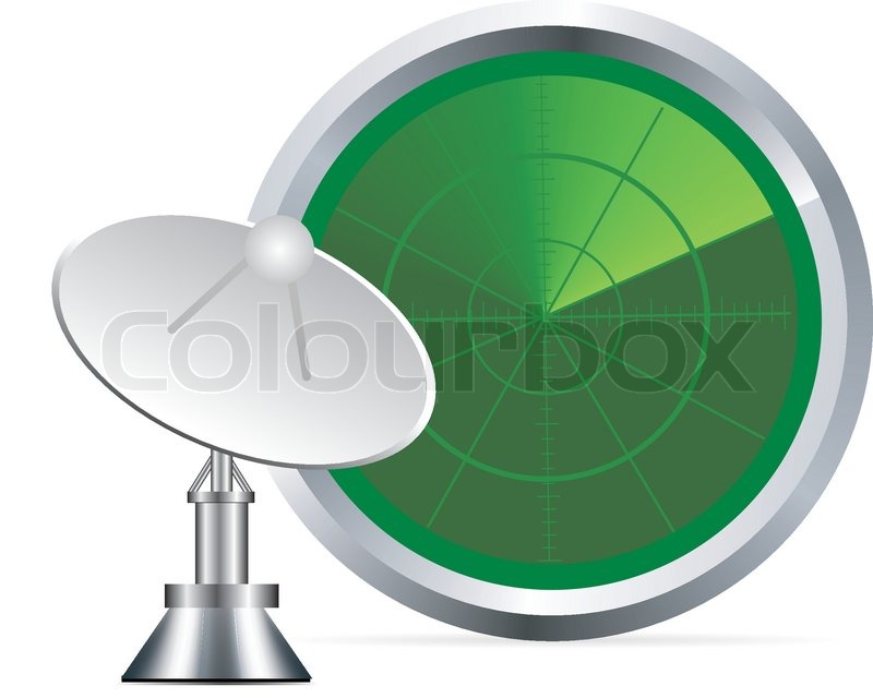 Vector radar screen with antenna on ... | Stock vector | Colourbox