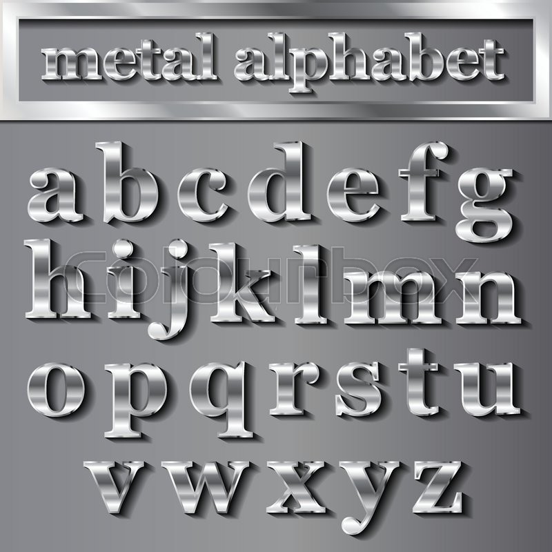 Vector silver metallic letters with ... | Stock vector | Colourbox