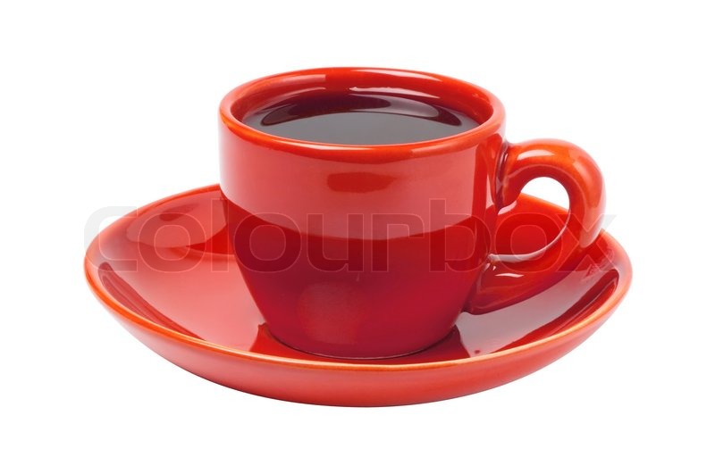 Red coffee cup isolated on white ... | Stock image | Colourbox