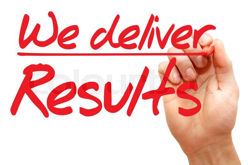 Hand writing We deliver Results with ... | Stock image | Colourbox