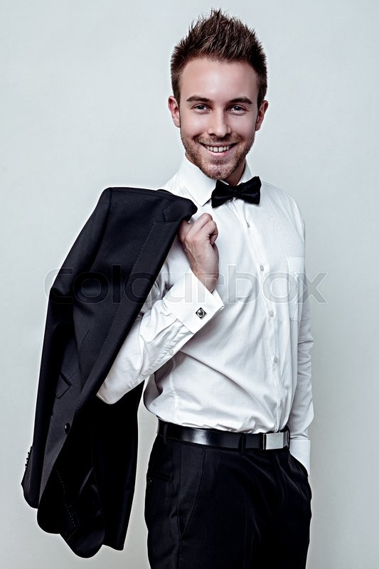 Beautiful handsome man in classic suit ... | Stock image | Colourbox