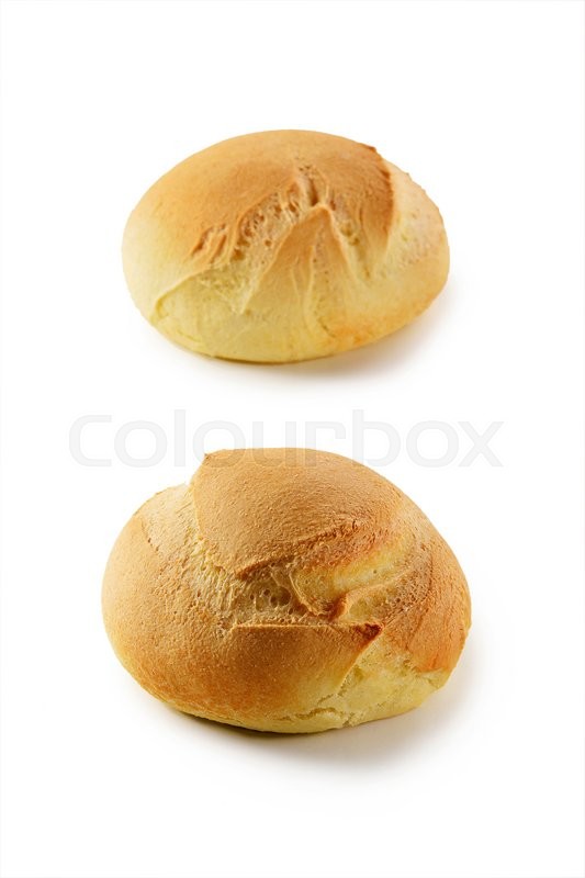 Small round bread on white background | Stock image | Colourbox