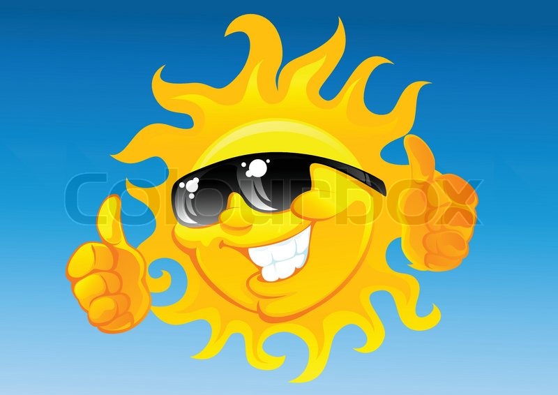 "cute cartoon sun in sunglasses" | Stock vector | Colourbox