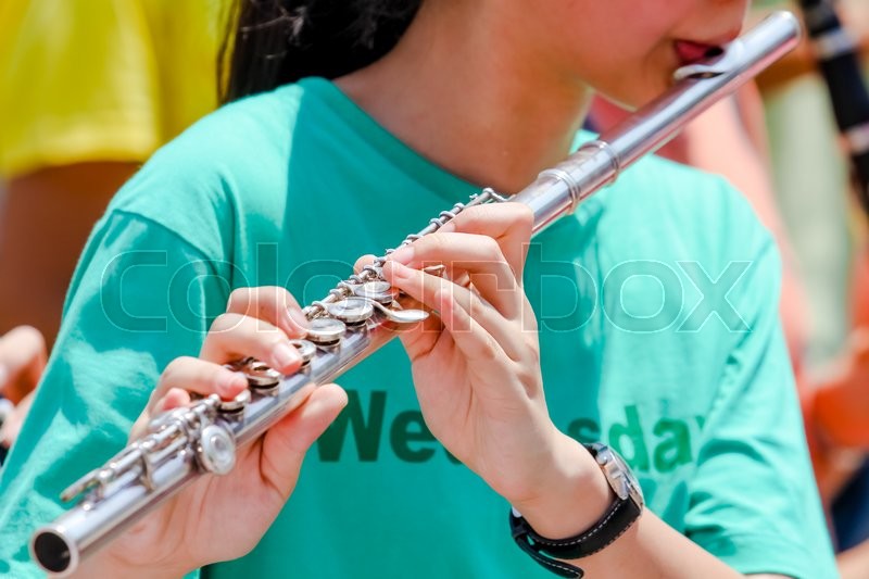 Flute music playing flutist musician ... | Stock image | Colourbox