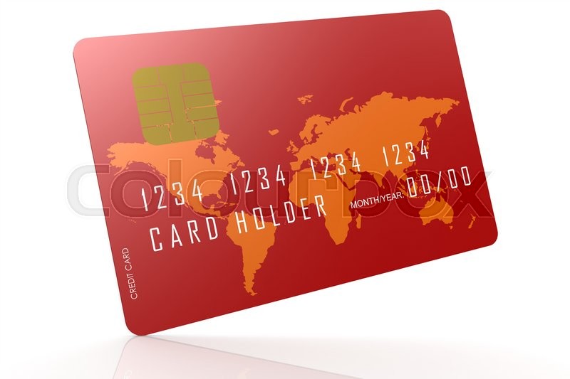 Red credit card on reflection floor ... | Stock image | Colourbox