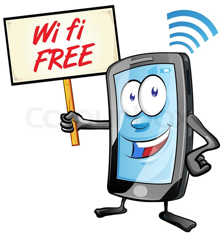 Fun mobile cartoon with wi fi ... | Stock vector | Colourbox