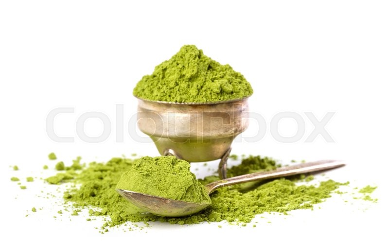 Powder green tea isolated on white ... | Stock image | Colourbox