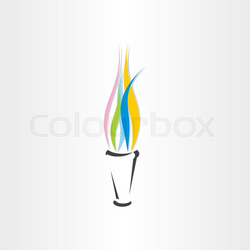 Olympic fire torch colorful flame icon ... | Stock vector | Colourbox