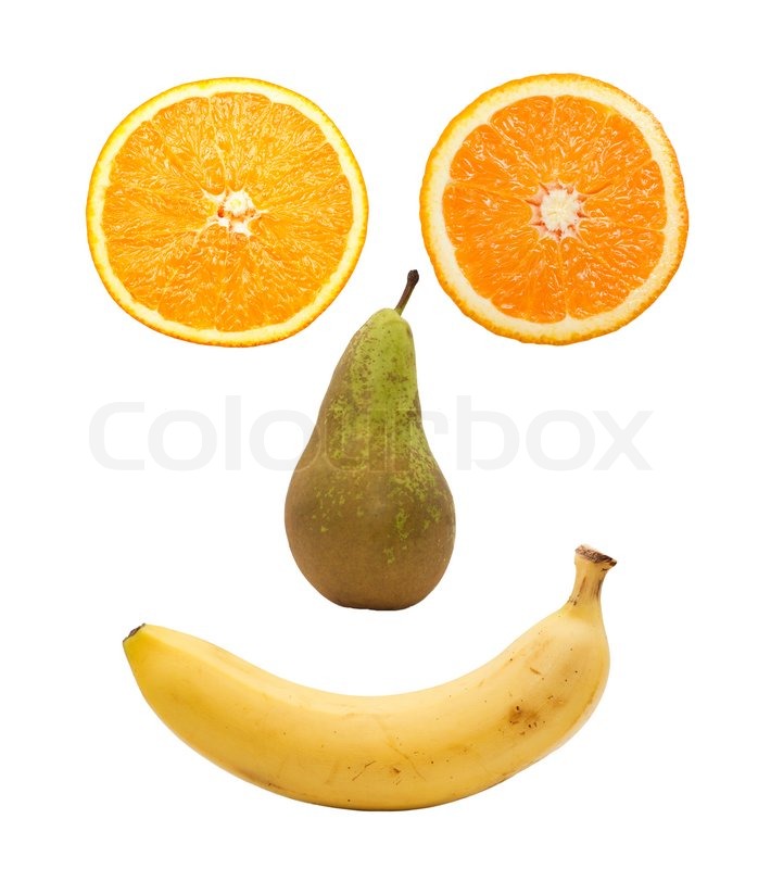 Obst Gesicht isoliert über weißem ... | Stock Bild | Colourbox
