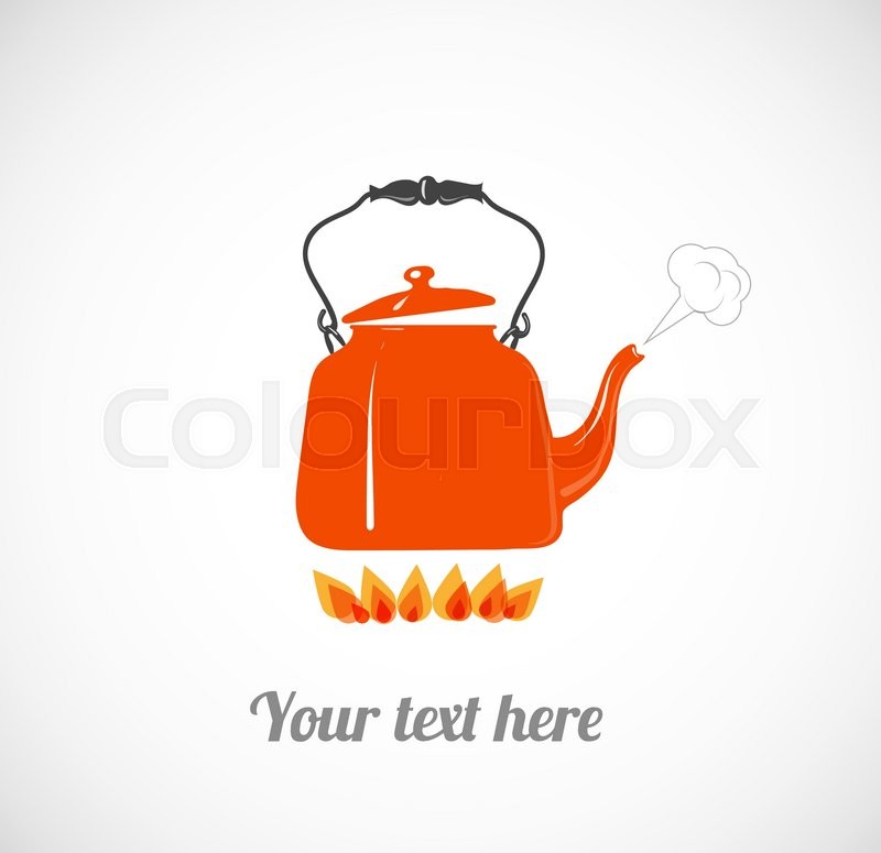 Card wit hot boiling kettle on fire | Stock vector | Colourbox