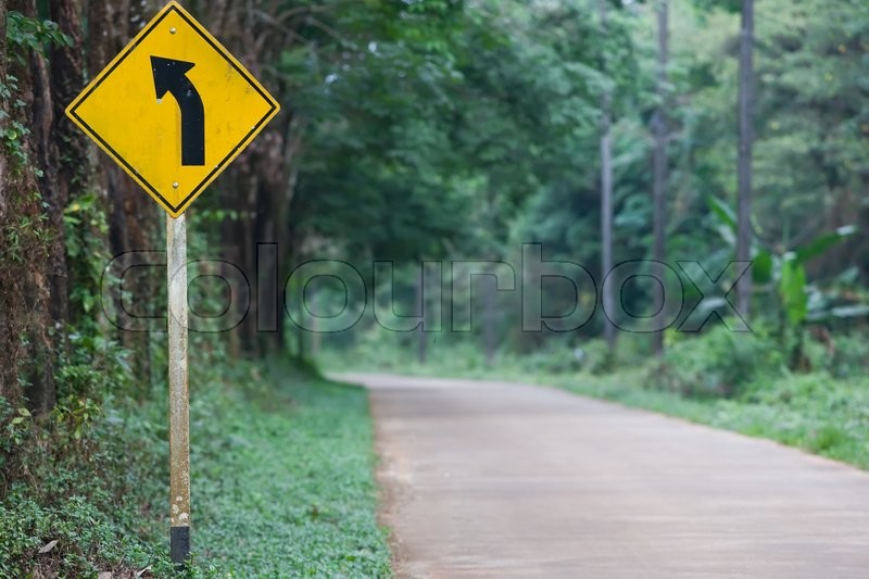 Left Curve Ahead on the island road of ... | Stock image | Colourbox