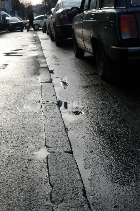 City street side view with curb | Stock image | Colourbox