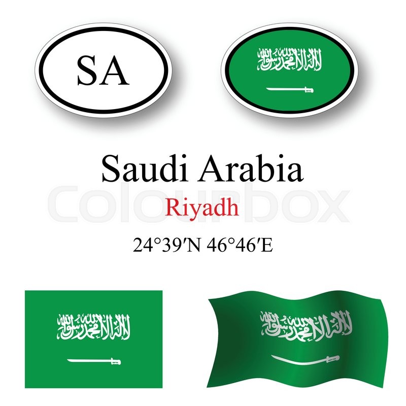 Saudi arabia icons set against white ... | Stock vector | Colourbox