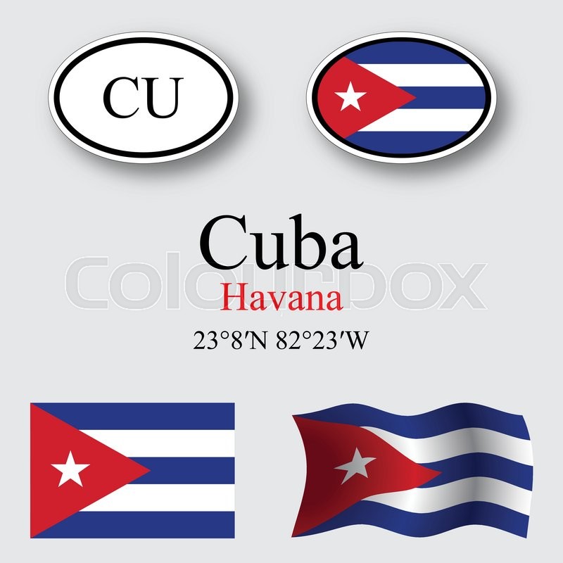 Cuba icons set against gray ... | Stock vector | Colourbox