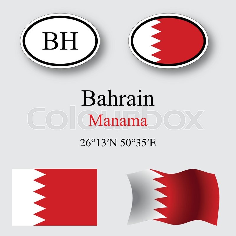 Bahrain icons set against gray ... | Stock vector | Colourbox