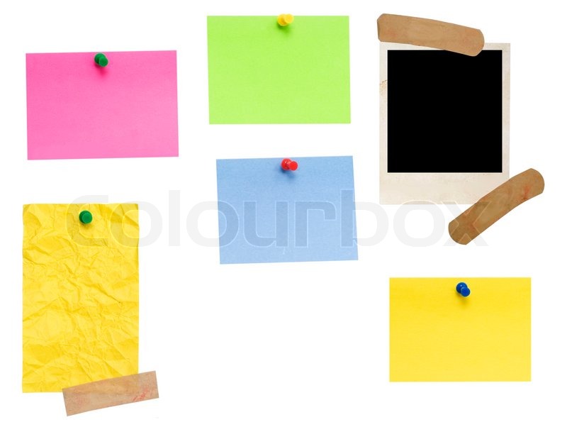 Empty notes isolated over white ... | Stock image | Colourbox