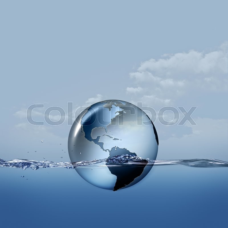 Earth planet on the water waves, ... | Stock image | Colourbox