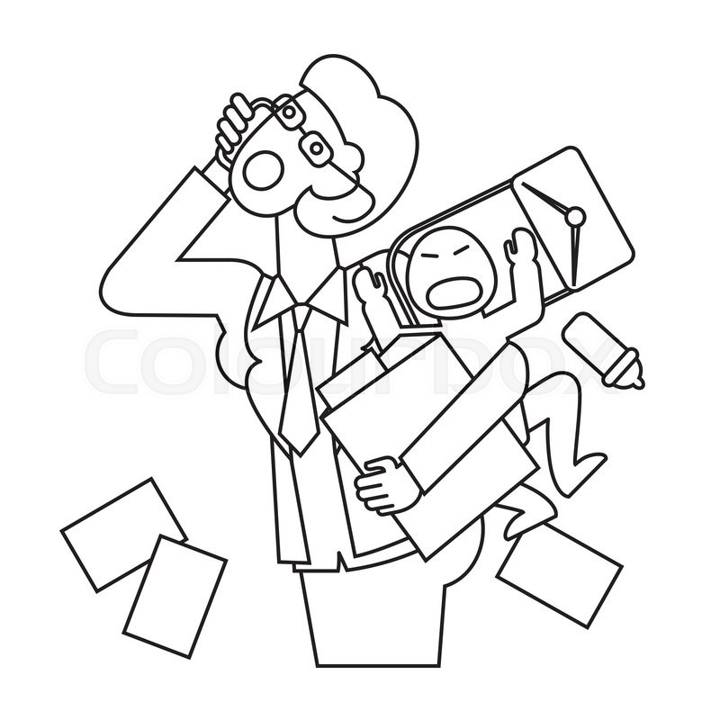 An outline image of a working mother | Stock-Vektor | Colourbox