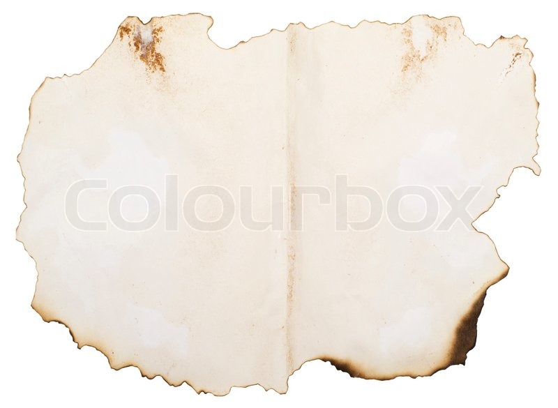 Alte verbranntem Papier auf weiß mit ... | Stock Bild | Colourbox