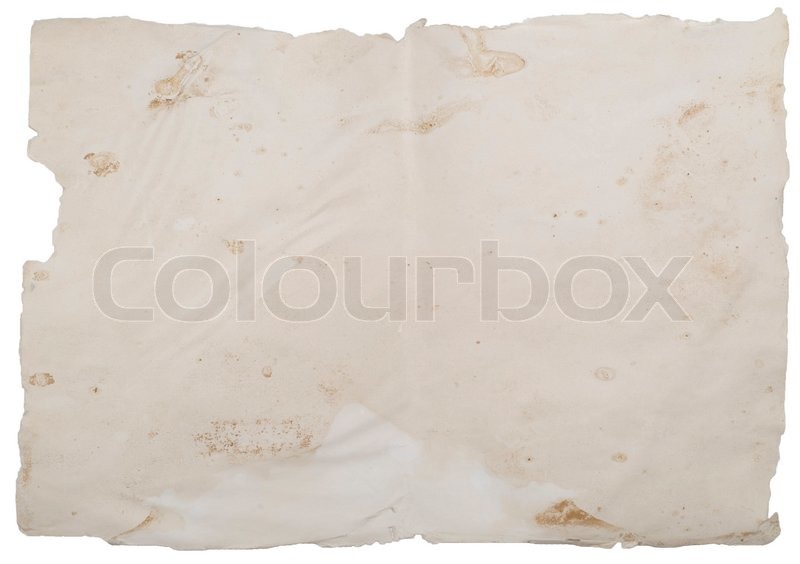 Old dirty paper isolated on white | Stock image | Colourbox