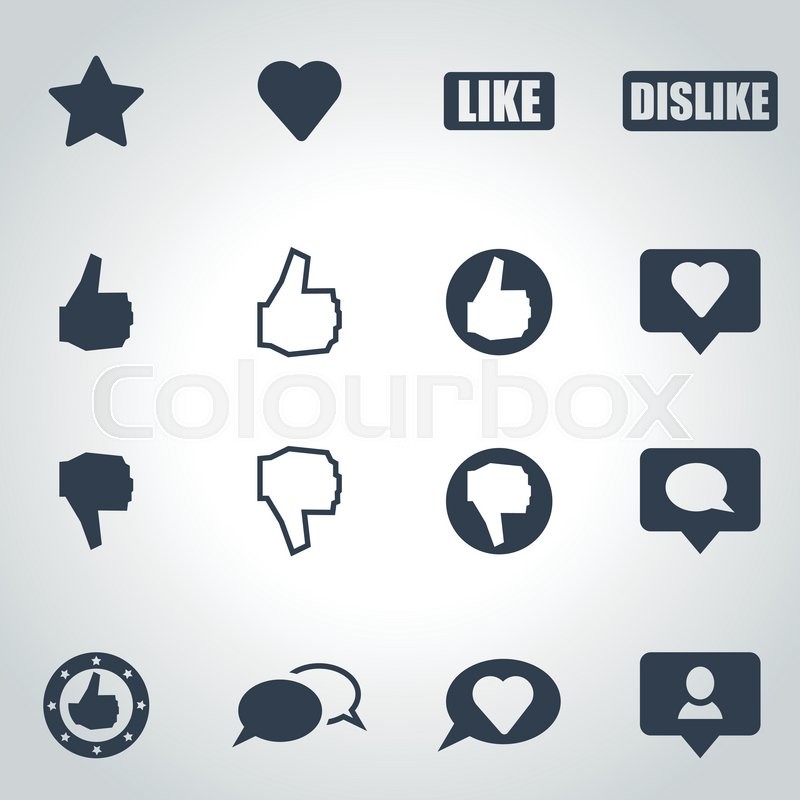 Vector black like icon set on grey ... | Stock vector | Colourbox
