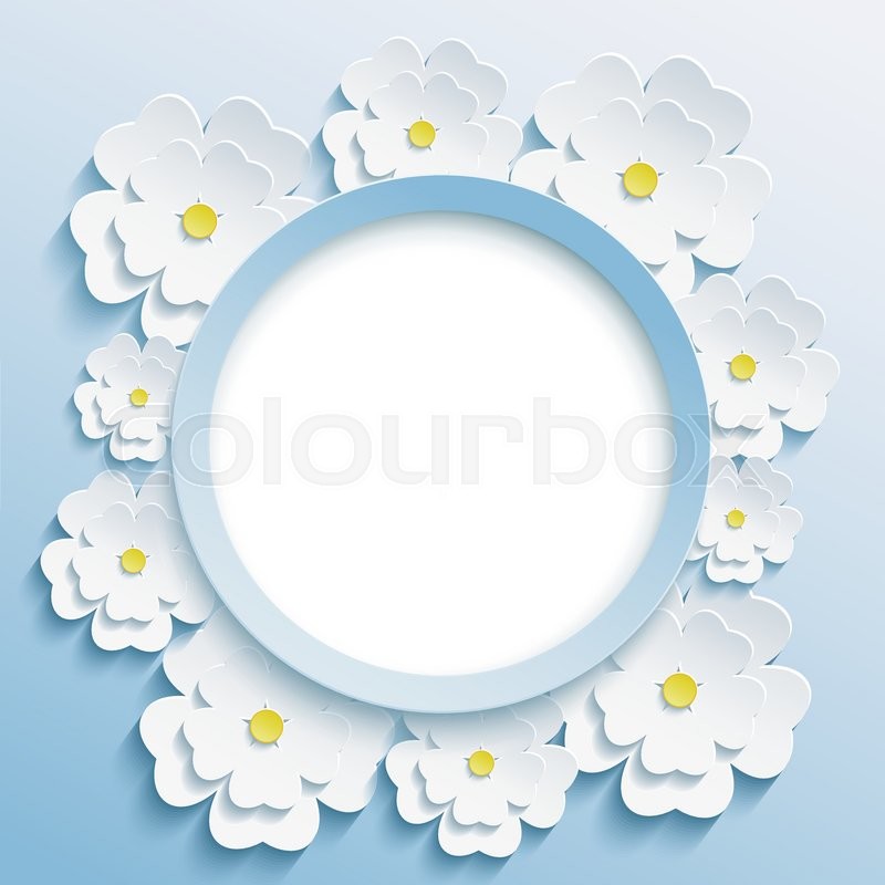 Beautiful trendy blue round frame with ... | Stock vector | Colourbox