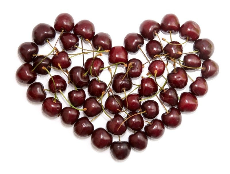 Kirsche Herz isoliert auf weiß | Stock Bild | Colourbox