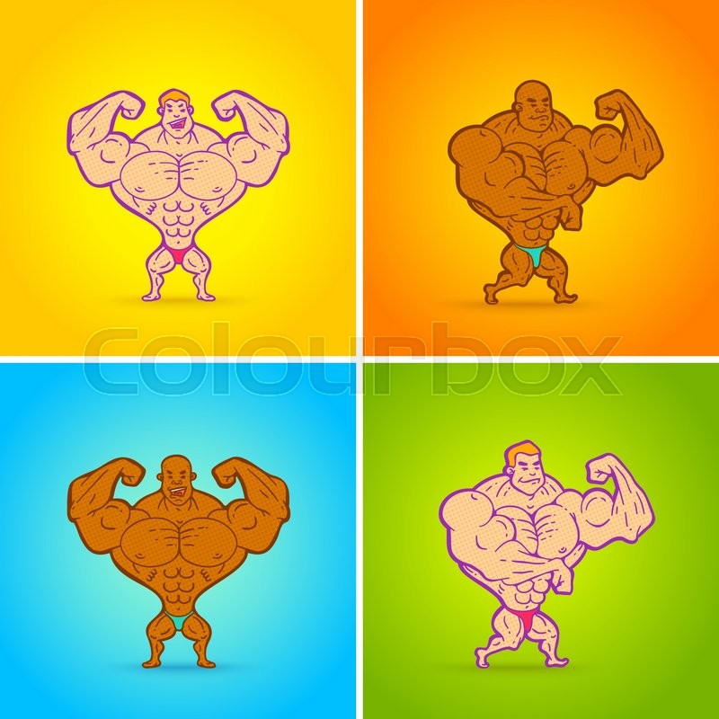 Vector set illustration with bodybuilders | Stock Vector | Colourbox