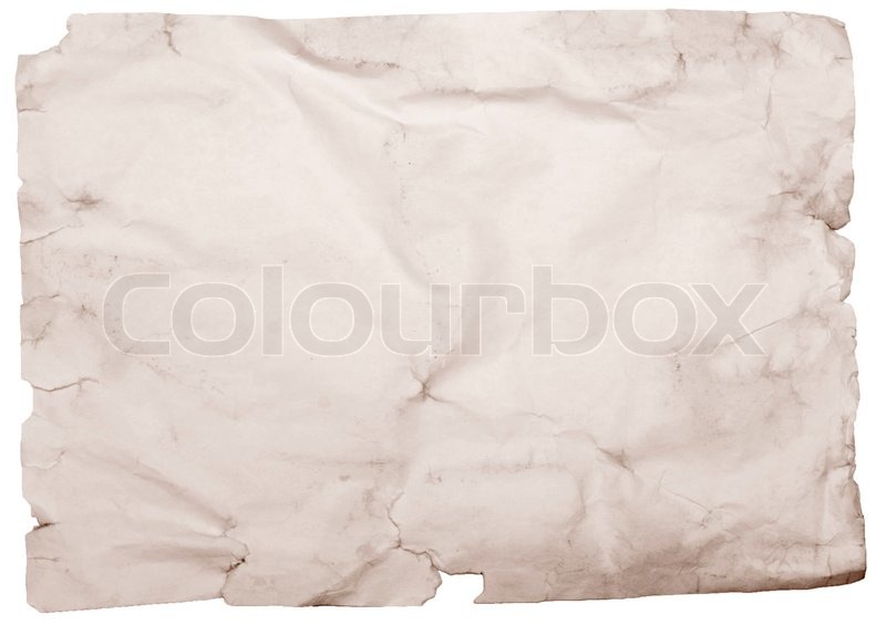 Old wrinkled paper isolated on white | Stock image | Colourbox