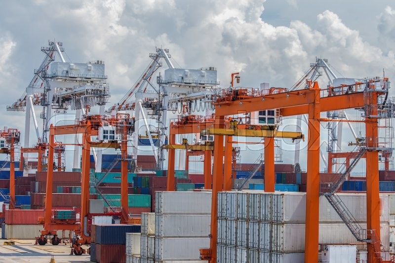 Industrial port with containers to ... | Stock image | Colourbox