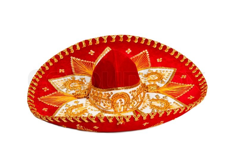 Red sombrero isolated on whit | Stock image | Colourbox