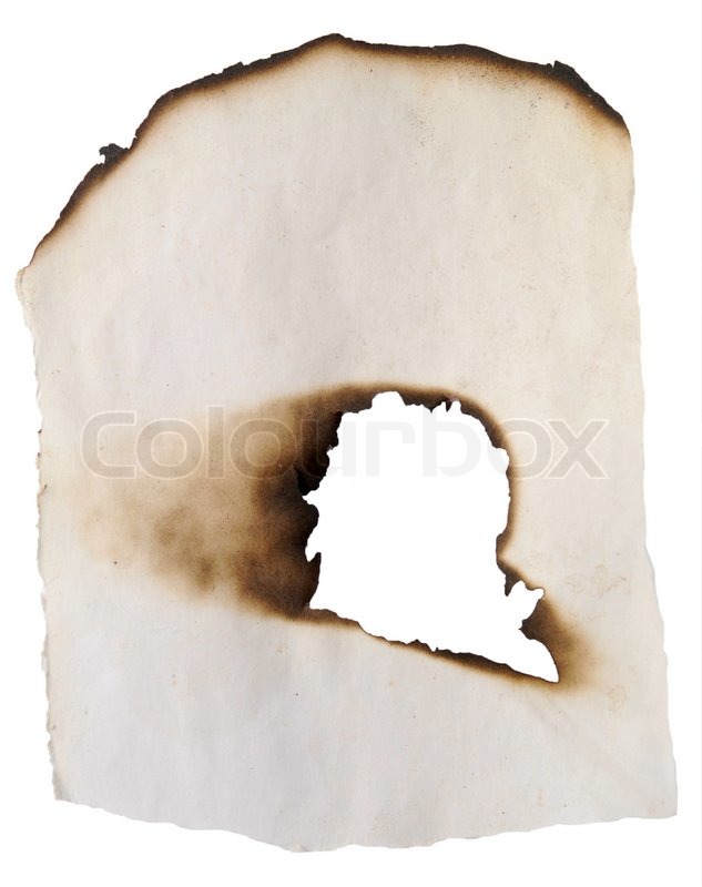 Brandloch in verbranntem Papier isoliert ... | Stock Bild | Colourbox