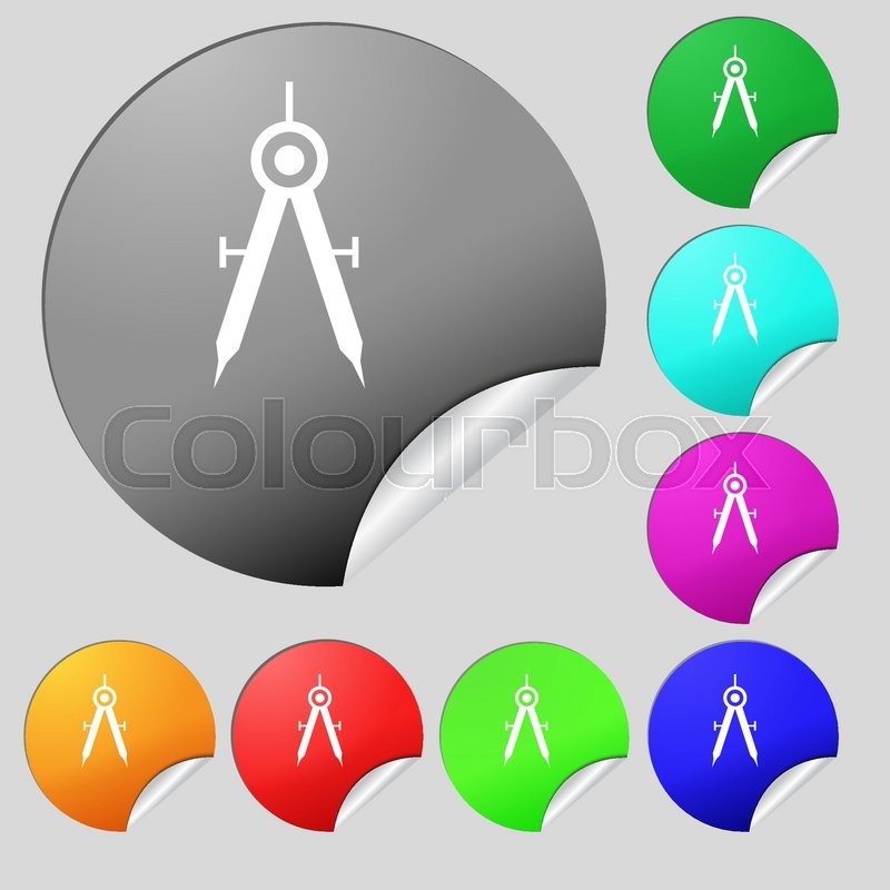 Mathematical Compass sign icon. Set of ... | Stock vector | Colourbox