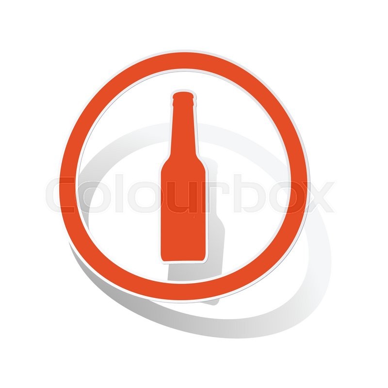 Alcohol sign sticker, orange circle ... | Stock vector | Colourbox
