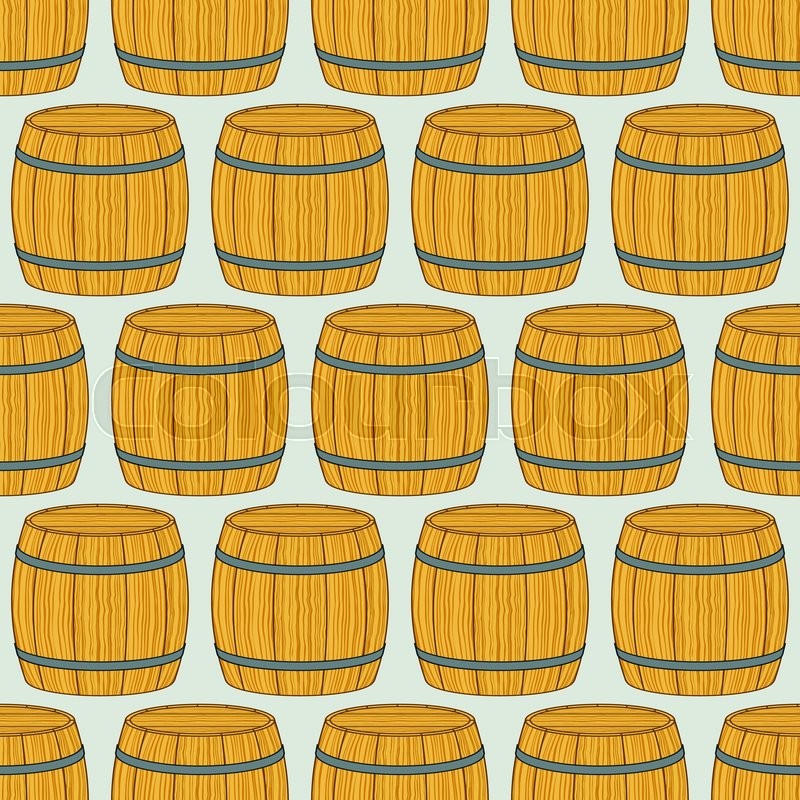 Seamless pattern of the wooden barrels | Stock vector | Colourbox