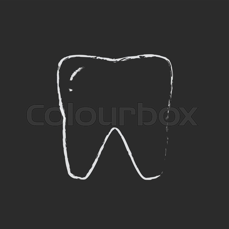 Tooth hand drawn in chalk on a ... | Stock vector | Colourbox