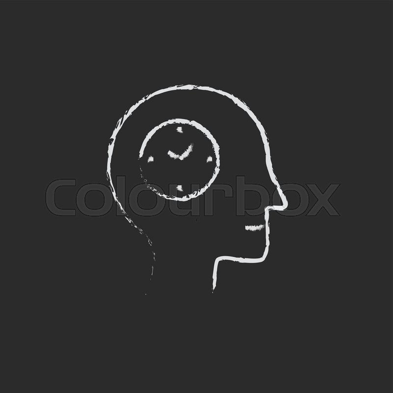 Clock in the human head hand drawn in ... | Stock vector | Colourbox