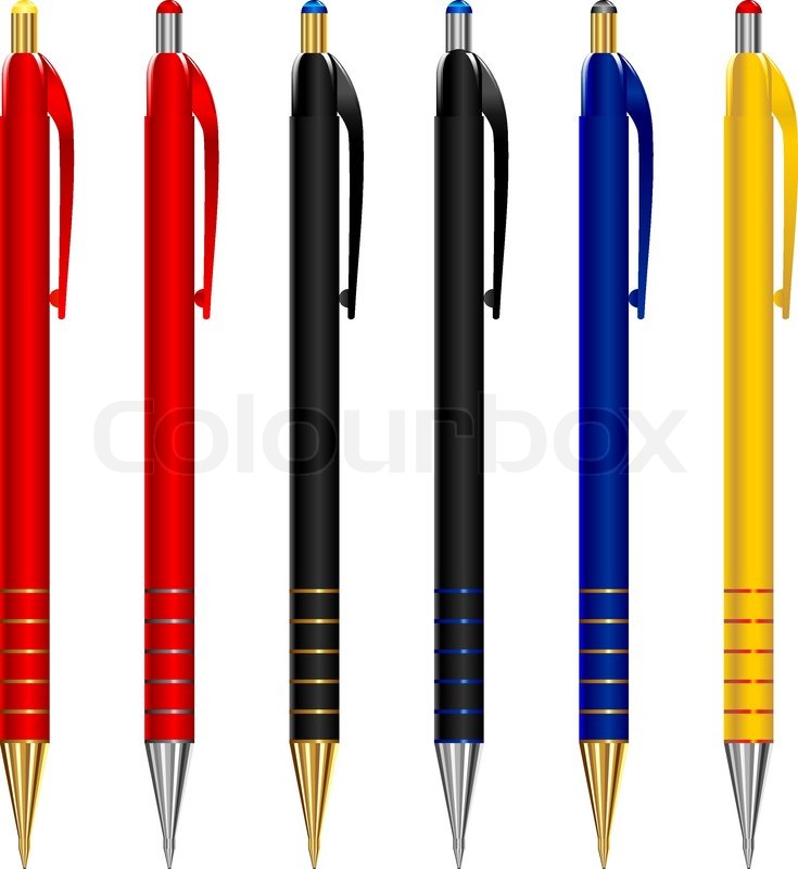 Vektor schwarz, rot, blau, gelb Stift ... | Stock-Vektor | Colourbox