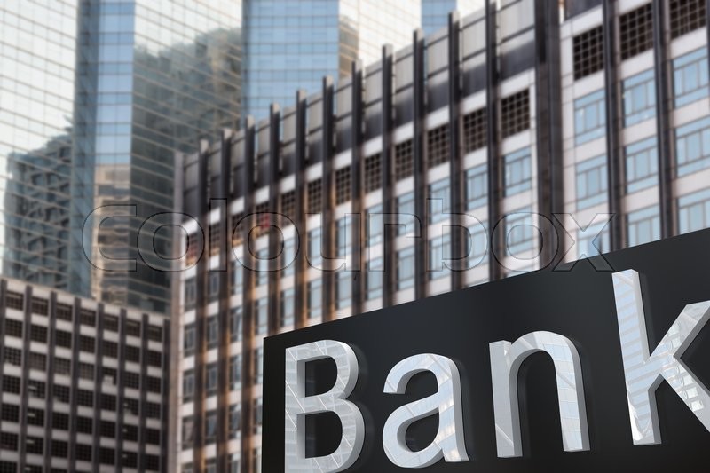 Sign of bank exterior building tower | Stock image | Colourbox