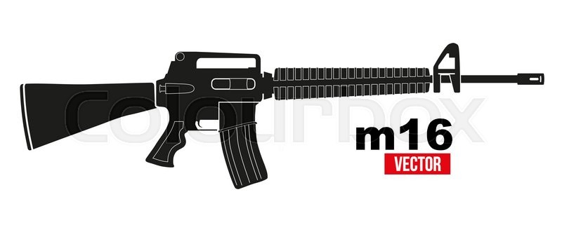 M16 rifle in flat silhouette style. ... | Stock vector | Colourbox