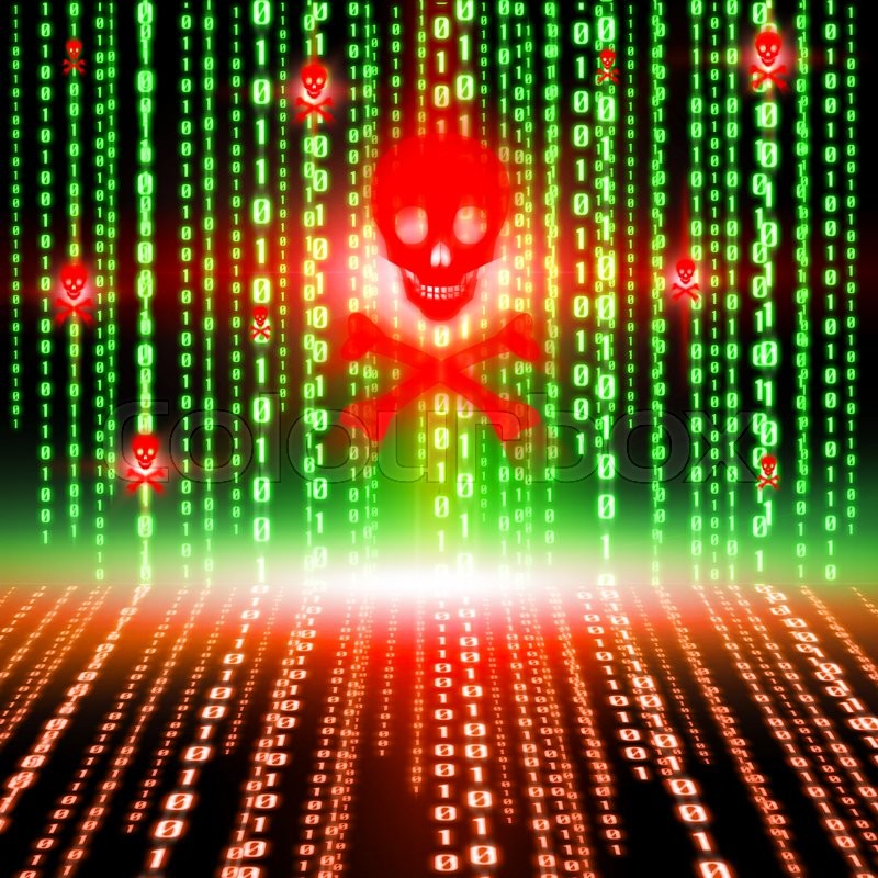 Red virus alert in a green binary code | Stock image | Colourbox