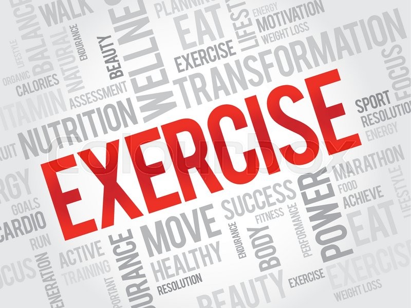 EXERCISE word cloud, fitness, sport, ... | Stock vector | Colourbox
