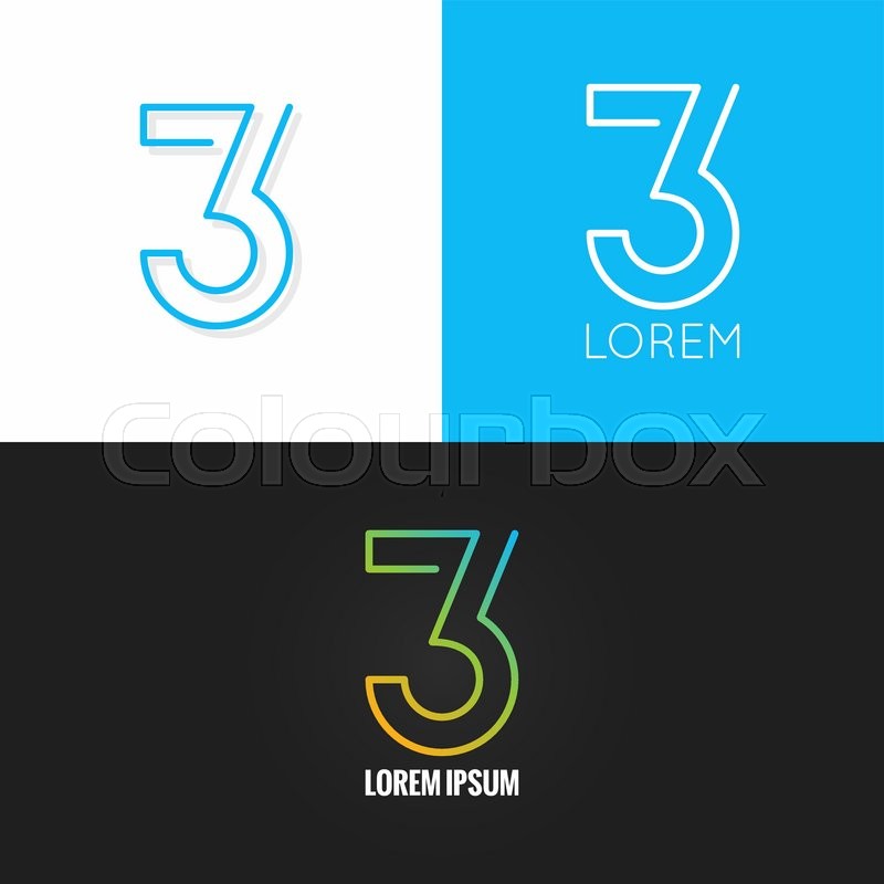 Number three 3 logo design icon set ... | Stock vector | Colourbox
