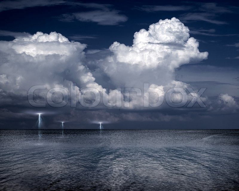 Lightning Storm At Sea