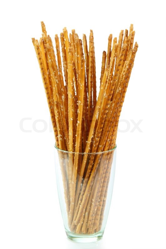 Saltsticks in a glass on white ... | Stock image | Colourbox