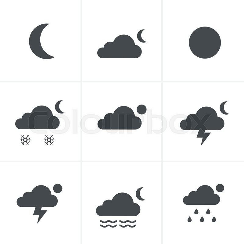 Set of night weather icons | Stock vector | Colourbox