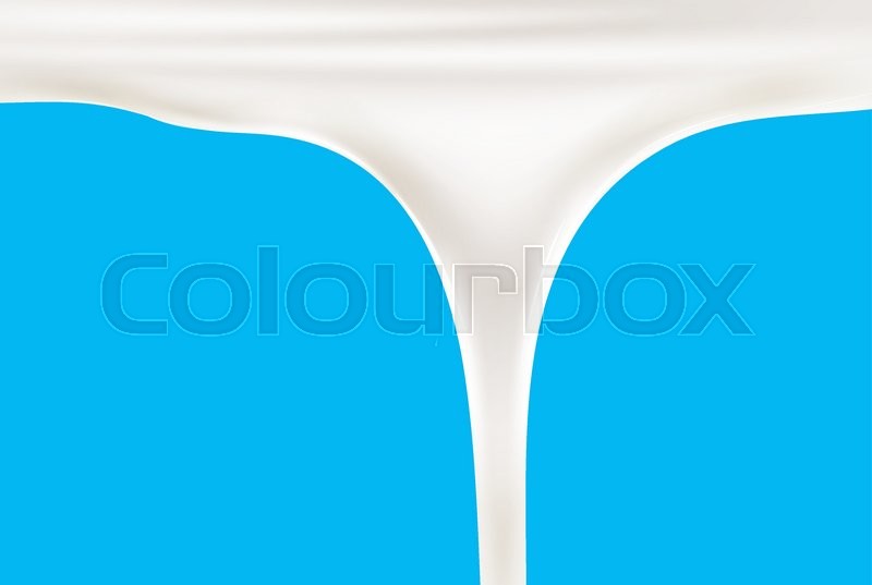 Flowing milk on blue background. ... | Stock vector | Colourbox