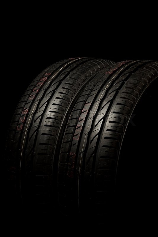 Two new car tires close up | Stock Photo | Colourbox
